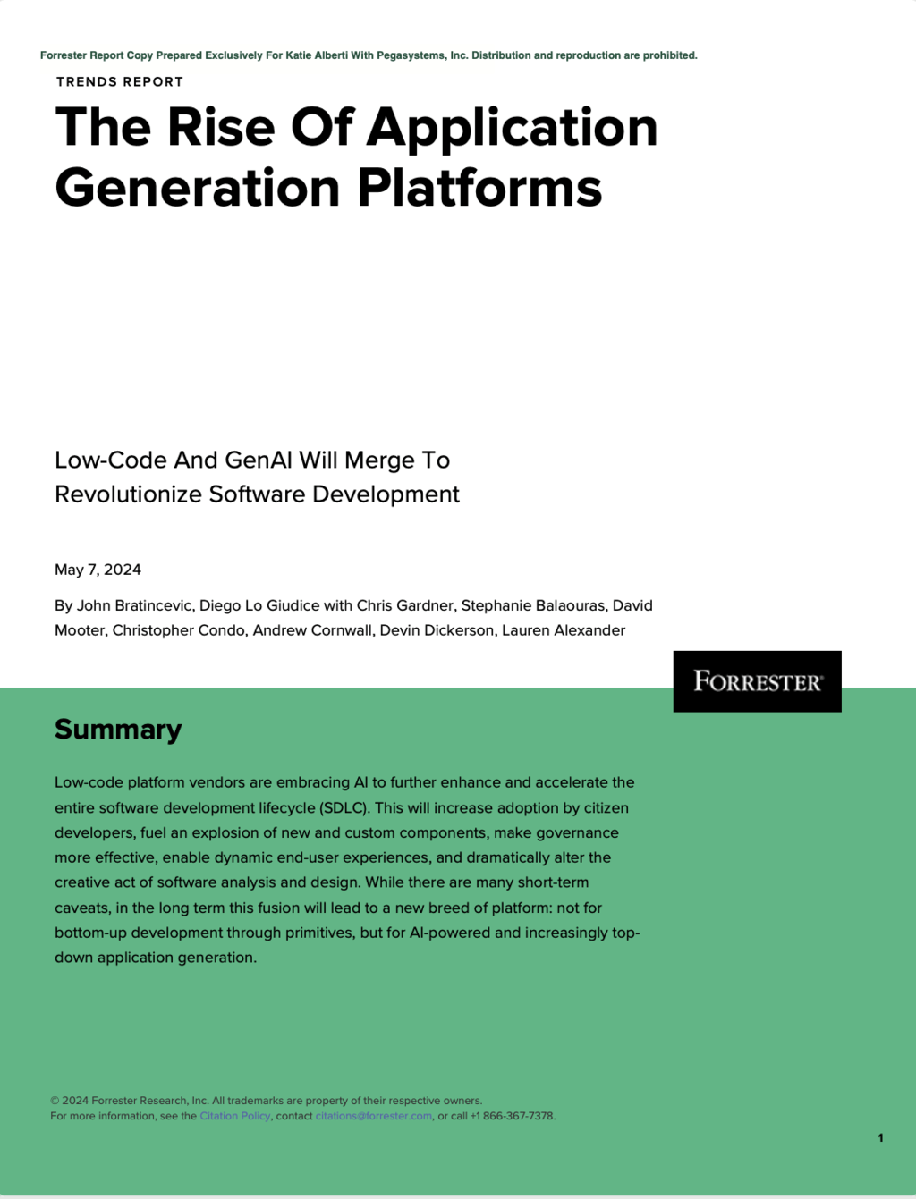 Forrester: The rise of application generation platforms | Pega